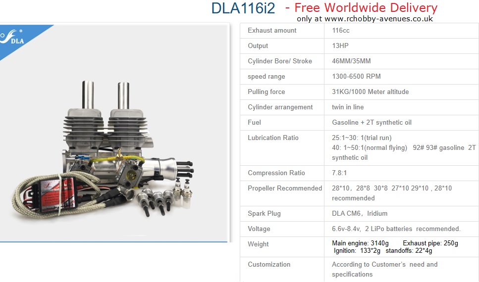 DLA-116i2 Twin Inline Gas Engine